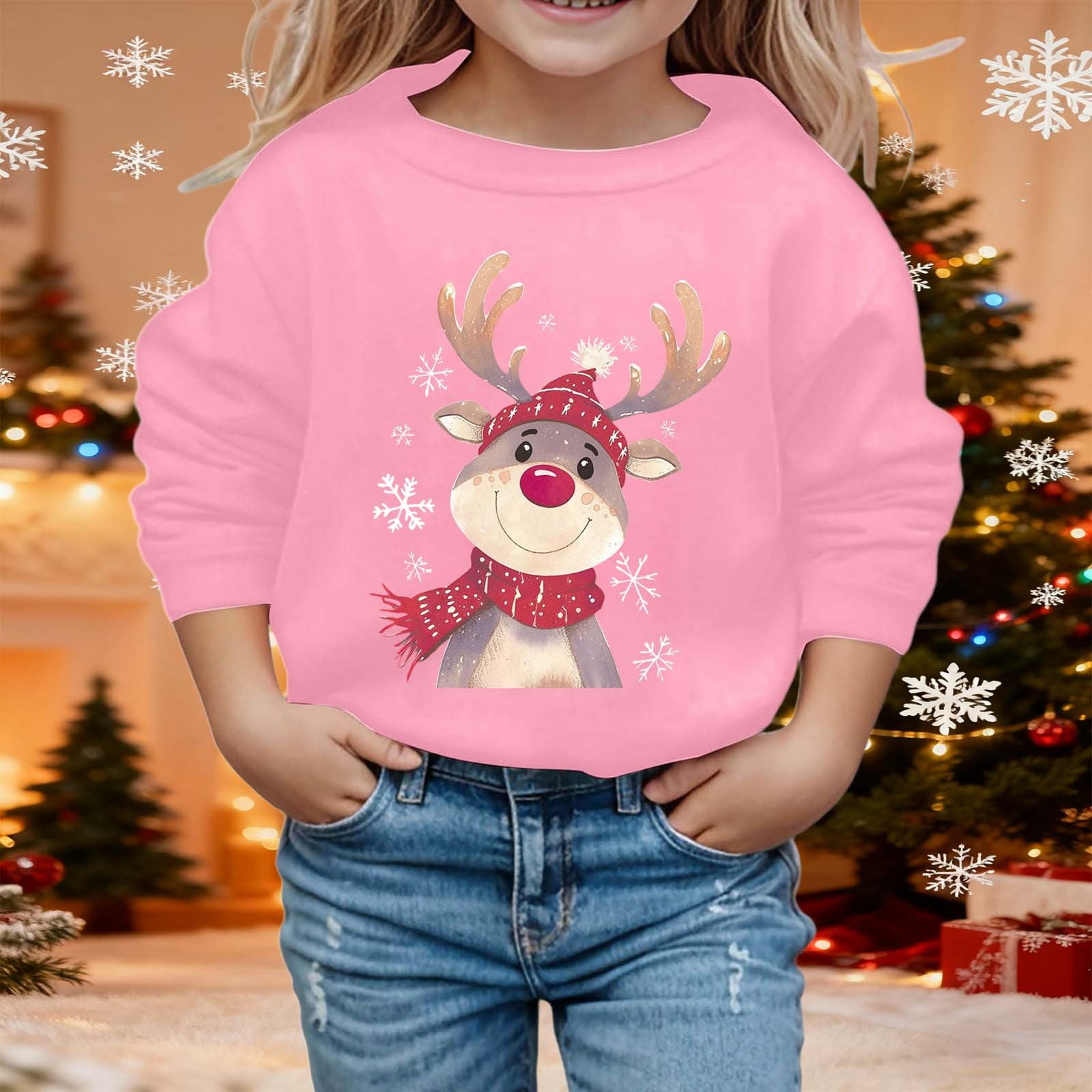Adeawade Girl Christmas Sweatshirt Long Sleeve Xmas Pullover Sweatshirt ...