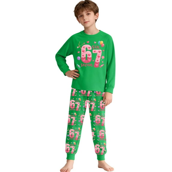 Adeawade Girl Clothes Long Sleeve Crewneck Doodle Print Pajama Two ...