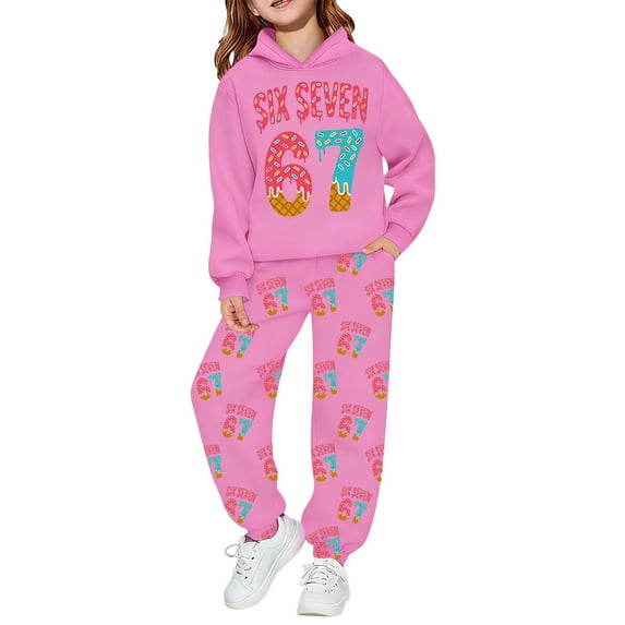 Adeawade Girl Clothes Long Sleeve Graphic Print Hoodie And Jogger ...