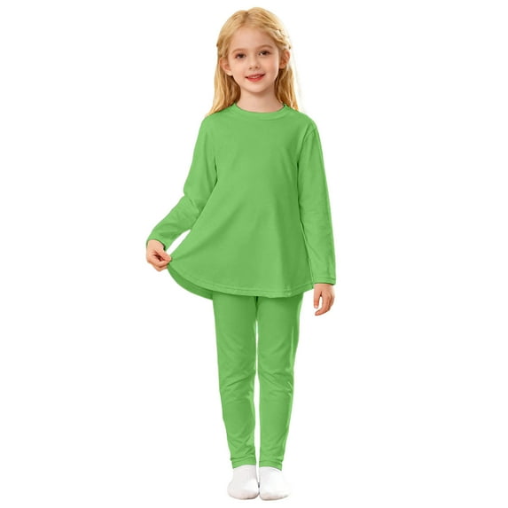 Adeawade Girl Clothes Round Neck Two Piece Outfit Long Sleeve Top With ...