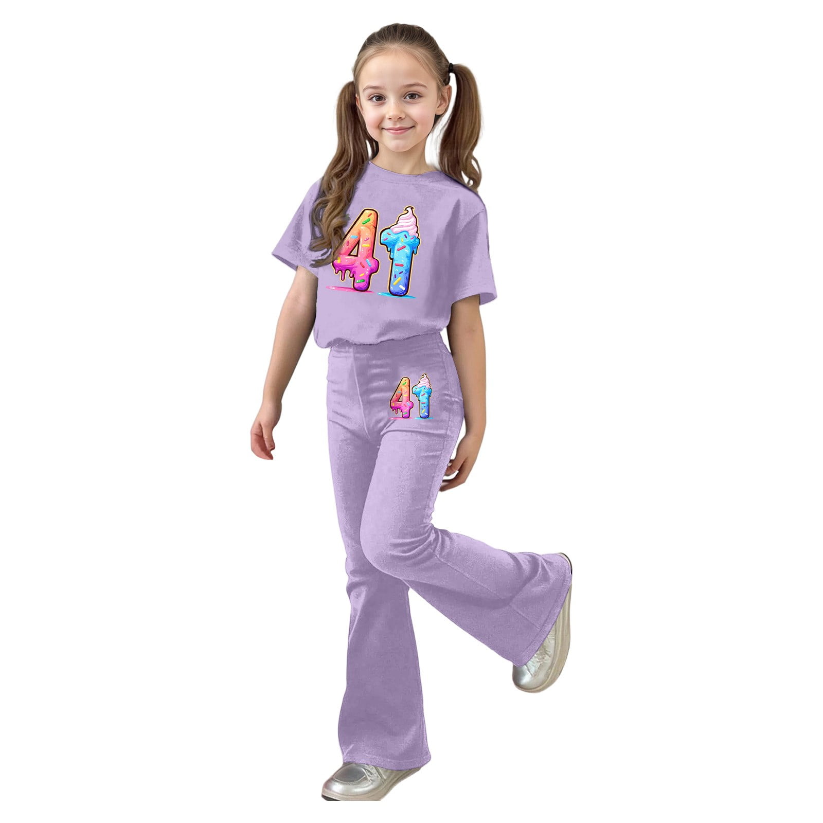 Adeawade Girl Clothes Short Sleeve Sweatsuit Back To School Cartoon ...