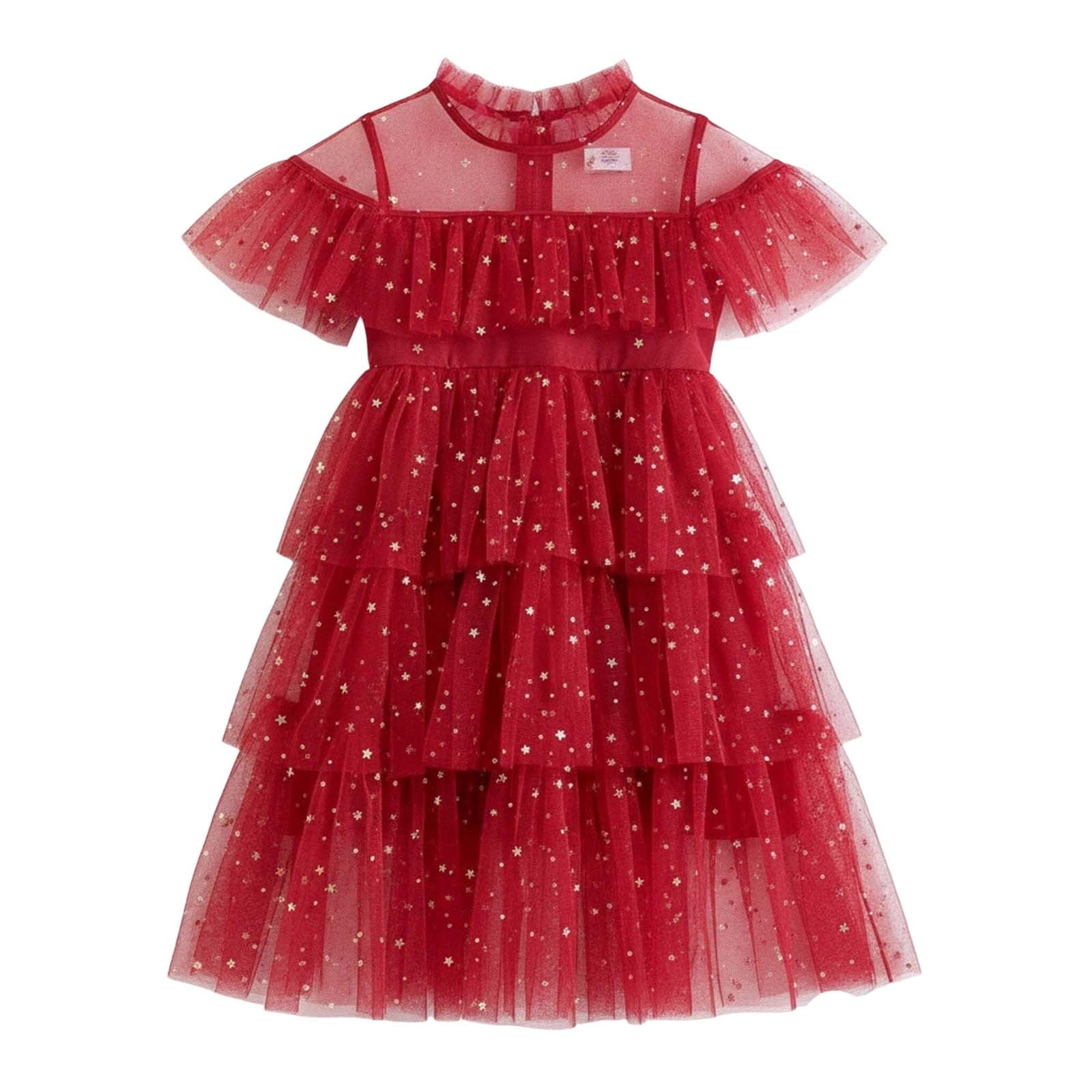 Adeawade Girl Spring Dress 3-4 Years Toddler Fly Sleeve Star Moon ...