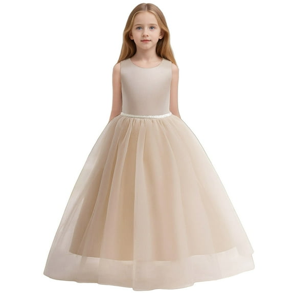 Adeawade Girl Summer Dress 8-9 Years Sleeveless Flower Girl Dress Round ...