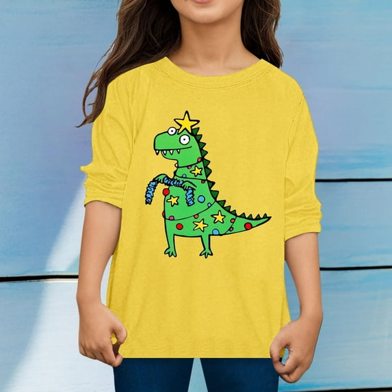 Adeawade Girl Tops Long Sleeve Blouse Autumn Christmas Cartoon Dinosaur ...