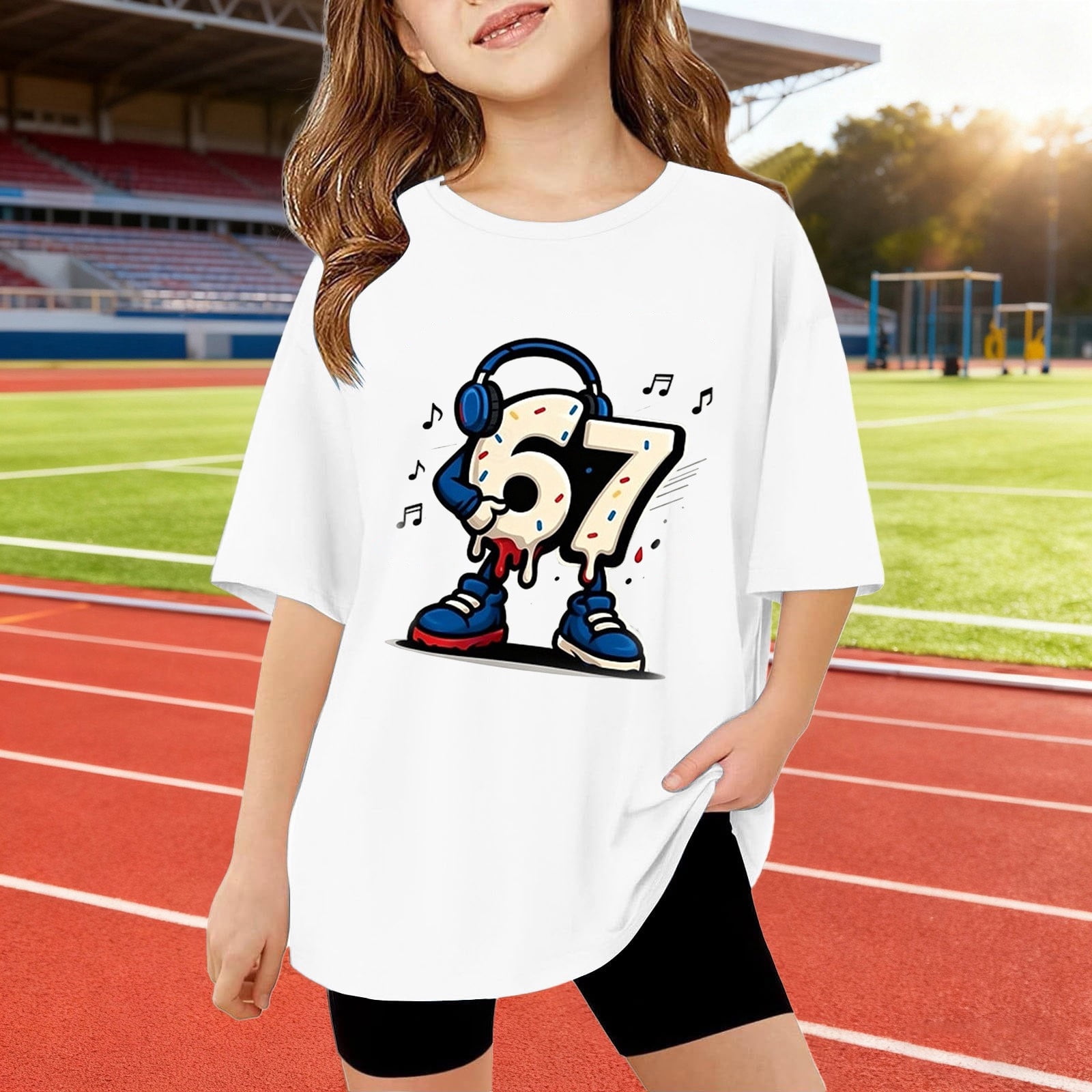 Adeawade Girl Tops Short Sleeve Tee Summer Cartoon Number Print Top For ...