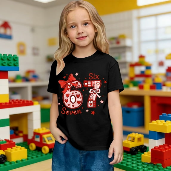 Adeawade Girl Valentine'S Day T Shirts Cartoon Graphic Top Round Neck ...