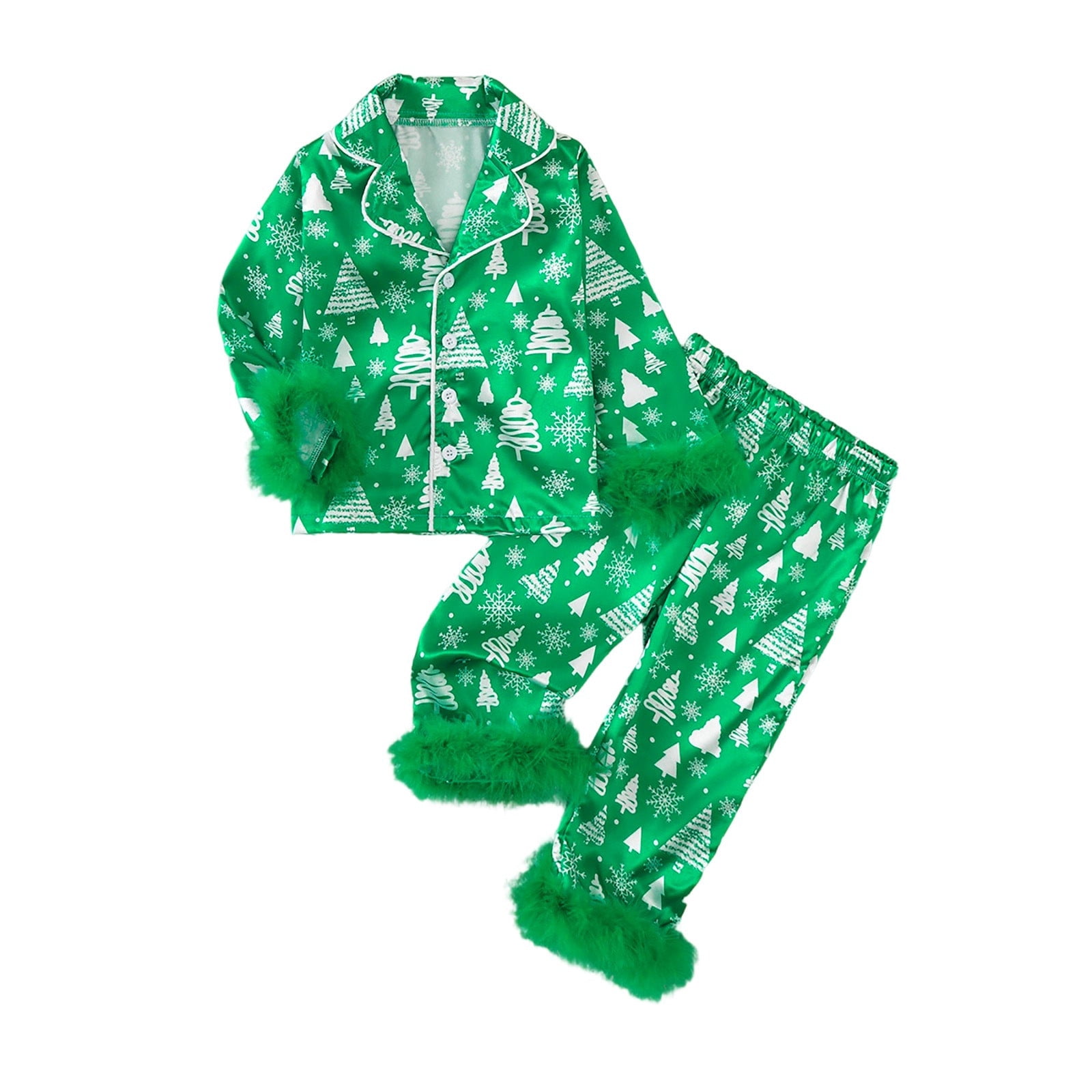 Adeawade Girls Christmas Outfits Christmas Tree Print Long Sleeve ...