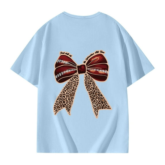 Adeawade Girls Clothes Short Sleeve Blouse Cartoon Bow Prints T Shirt O ...