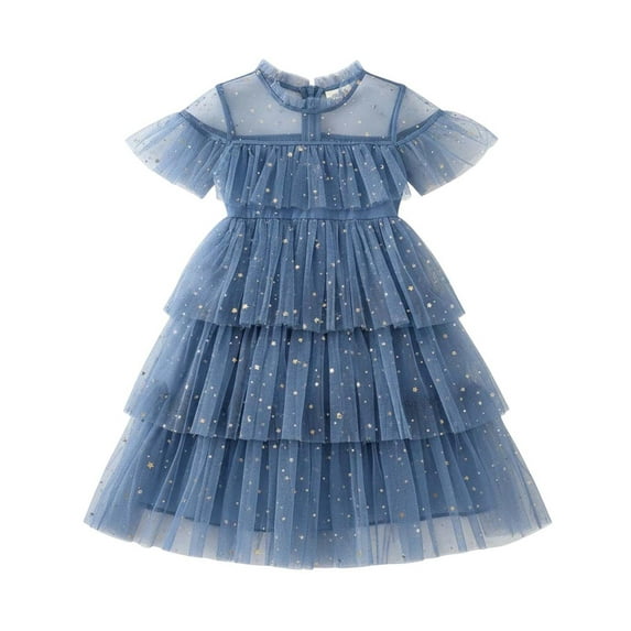Adeawade Girls Dresses 3-4 Years Toddler Fly Sleeve Star Moon Sequin ...