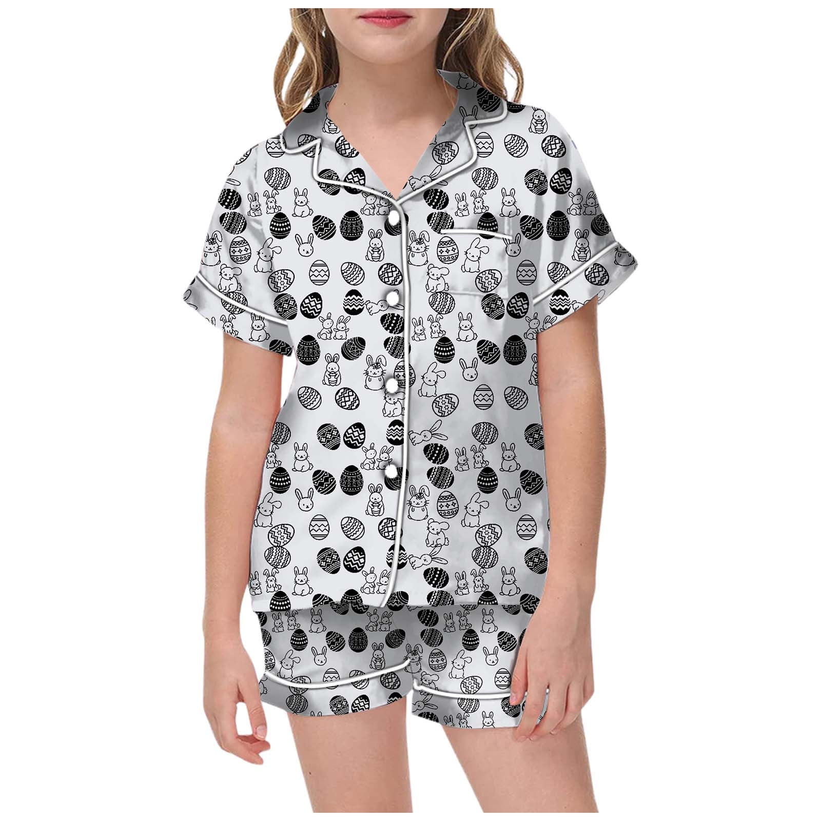 Adeawade Girls Easter Outfits 8-9 Years Short Sleeve Button Down ...