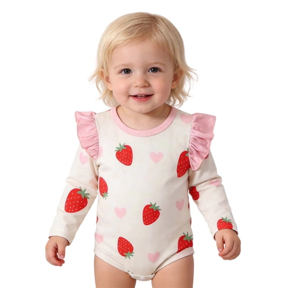 Adeawade Girls Onesies 6-12 Months O neck Print Long Sleeve Bodysuit ...