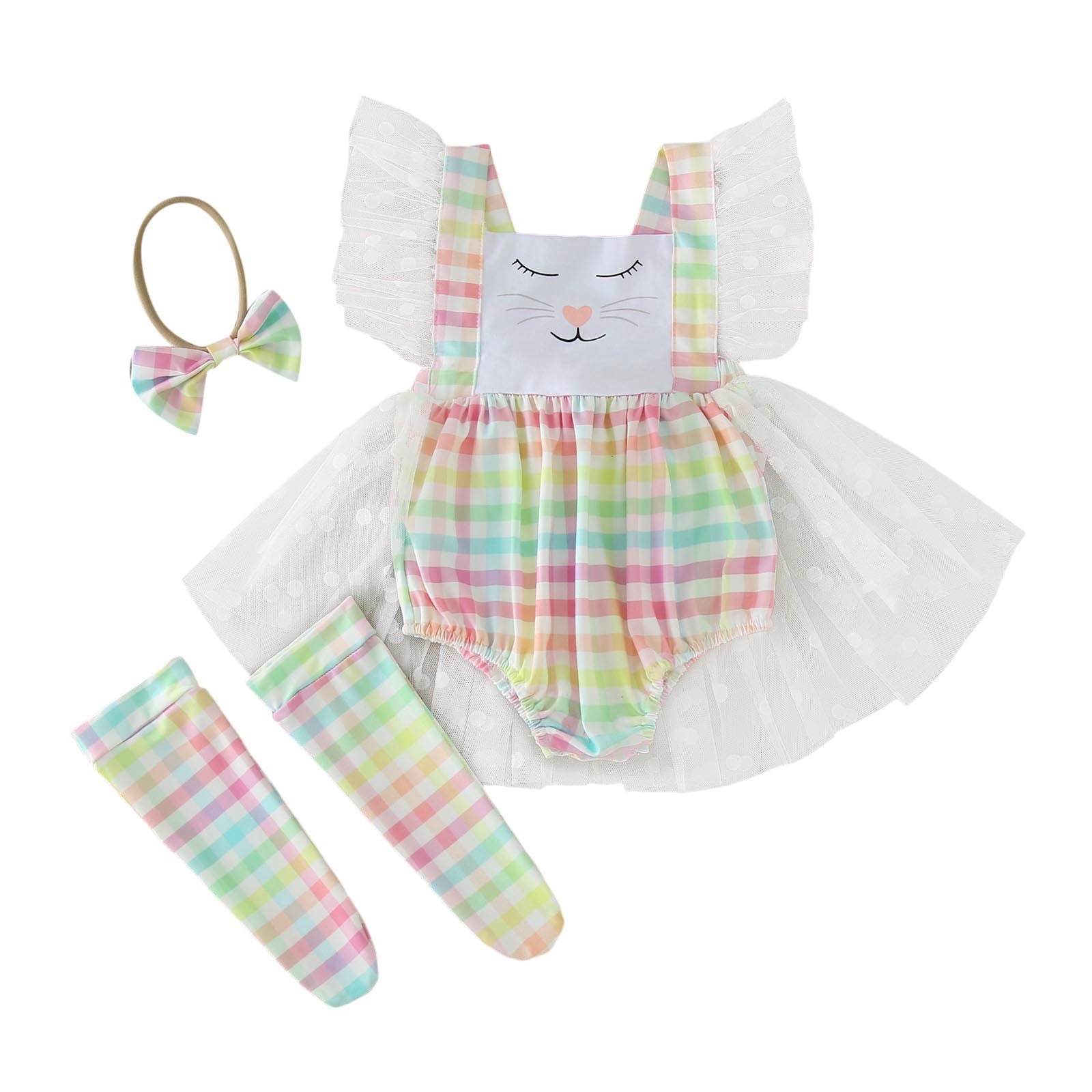 Adeawade Girls Onesies 6-12 Months O neck Sleeveless Easter Plaid ...