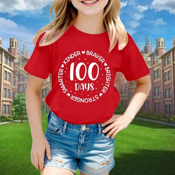 Adeawade Girls Short Sleeve Tee O Neck Tops Cartoon Prints T Shirt ...