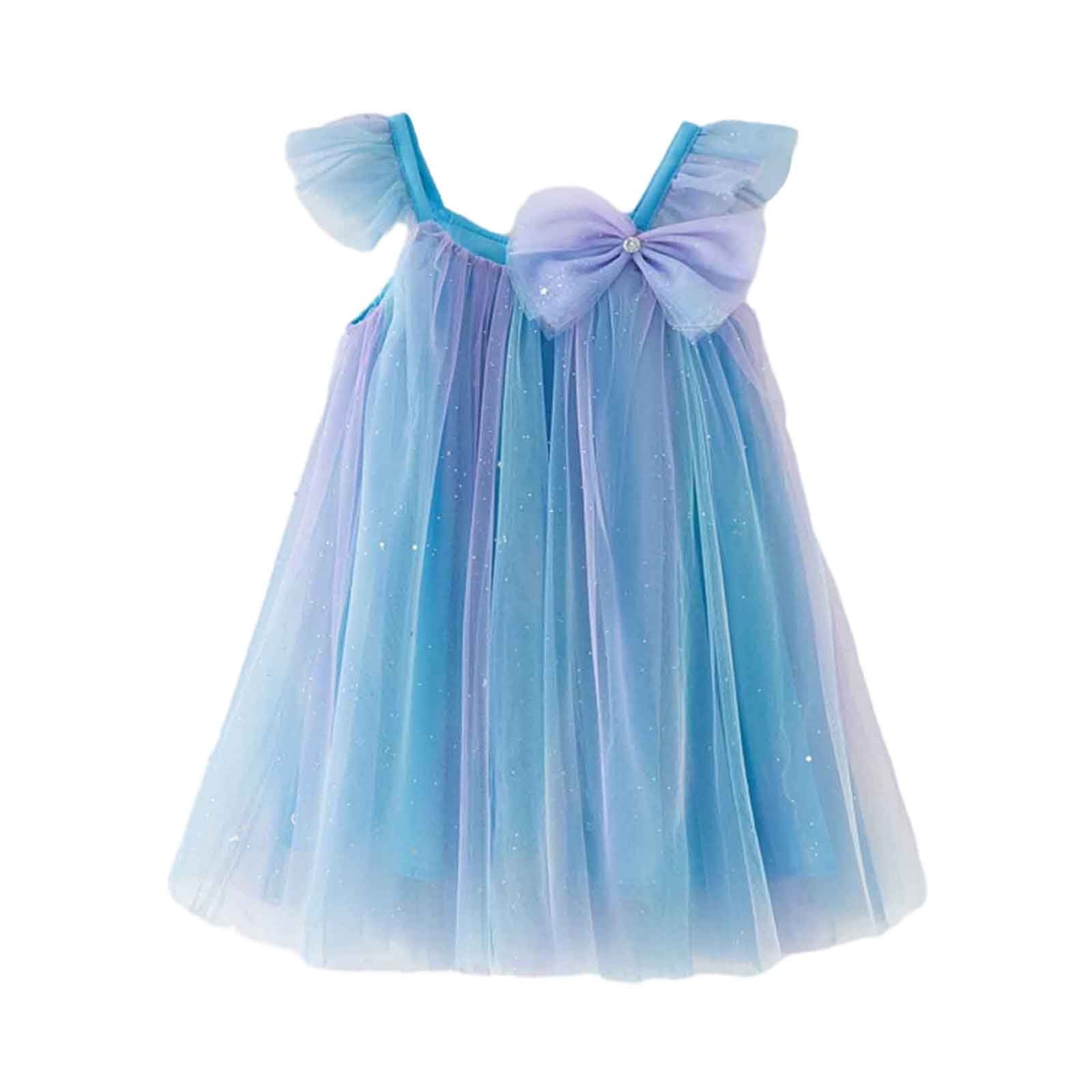 Adeawade Girls Spring Dresses 4-5 Years Round Neck Toddler Fly Sleeve ...