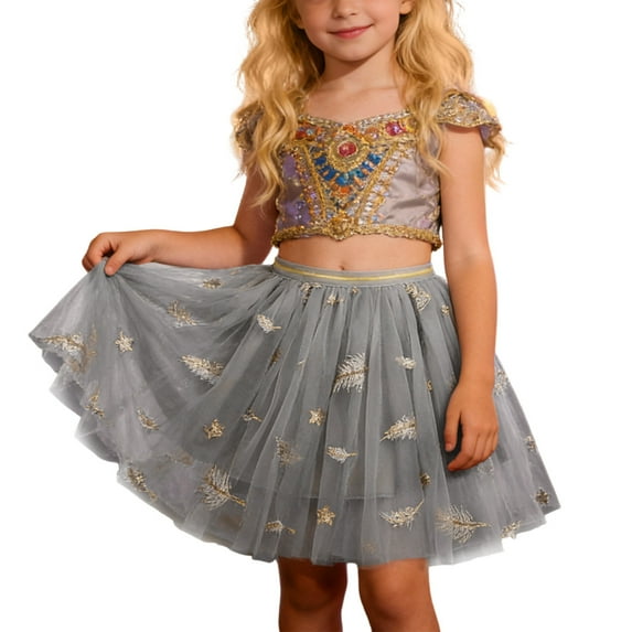 Adeawade Girls Spring Dresses 5-6 Years Elastic Waist Solid Color Dance ...