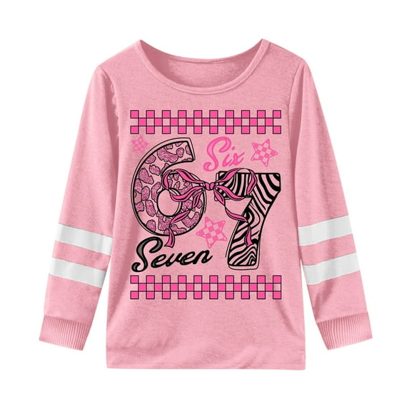 Adeawade Girls Tops Crewneck Blouse Long Sleeve Cartoon Graphic Relax ...