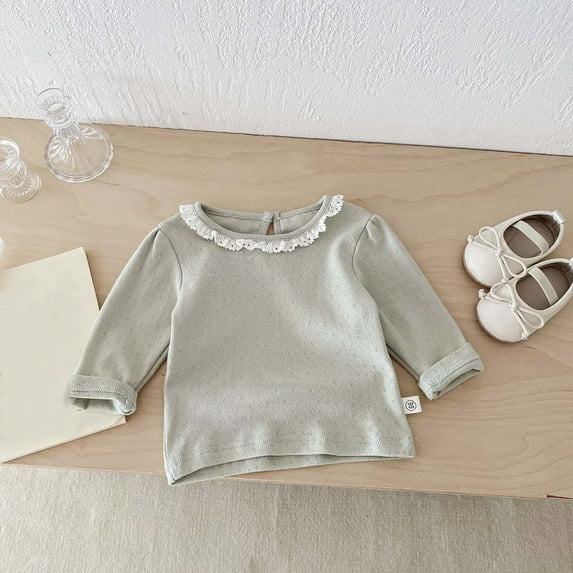 Adeawade Girls Tops Long Sleeve Lace Trimmed A Base Layer For Spring ...