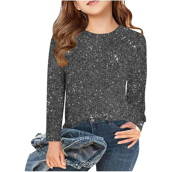 Adeawade Girls Tops Long Sleeve Long Sleeve Sequin Printed Sweater ...