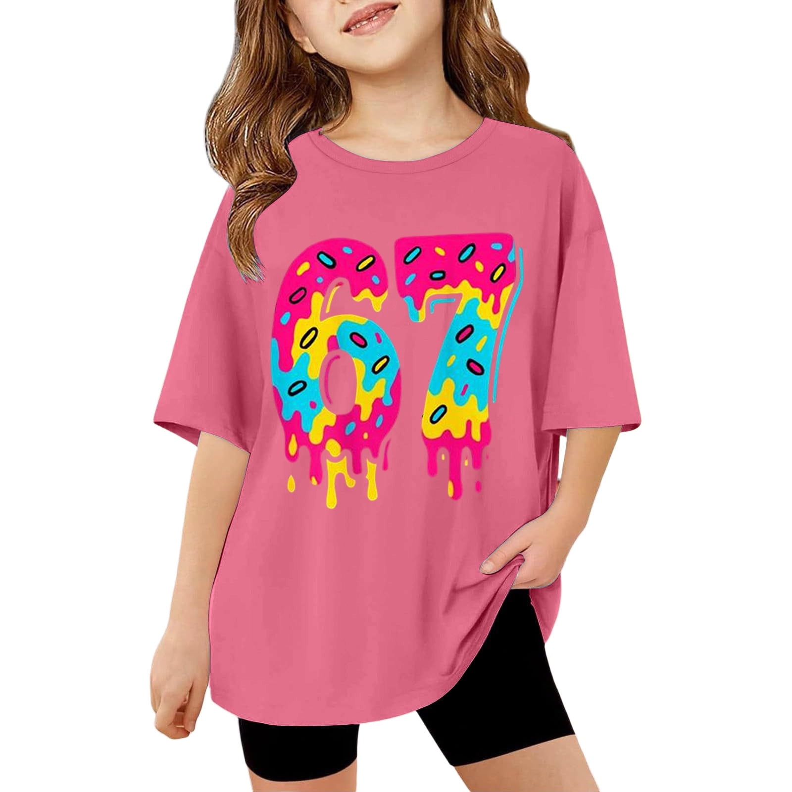 Adeawade Girls Tops Short Sleeve Blouse Cartoon Prints T Shirt O Neck ...