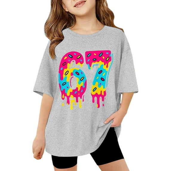 Adeawade Girls Tops Short Sleeve Blouse Cartoon Prints T Shirt O Neck ...