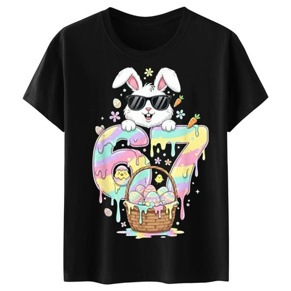 Adeawade Girls Tops Short Sleeve Blouse Crewneck Cartoon Graphic Relax ...