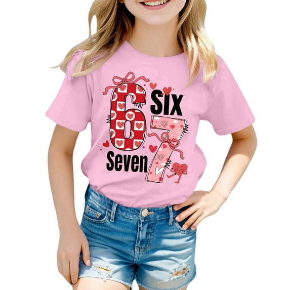 Adeawade Girls Tops Short Sleeve Number Print Graphic Kids Funny ...