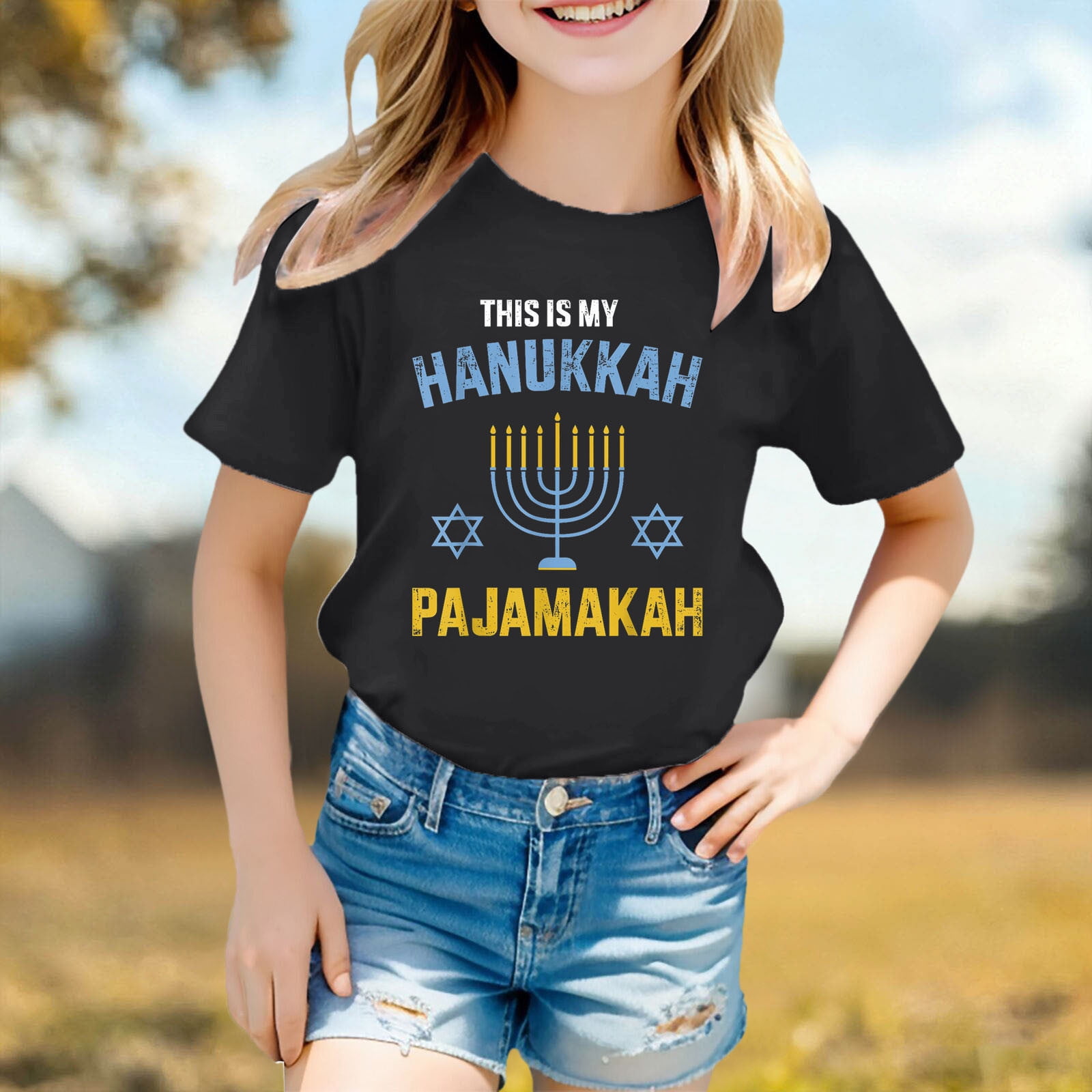 Adeawade Girls Tops Short Sleeve O Neck T Shirts Summer Festive Print ...