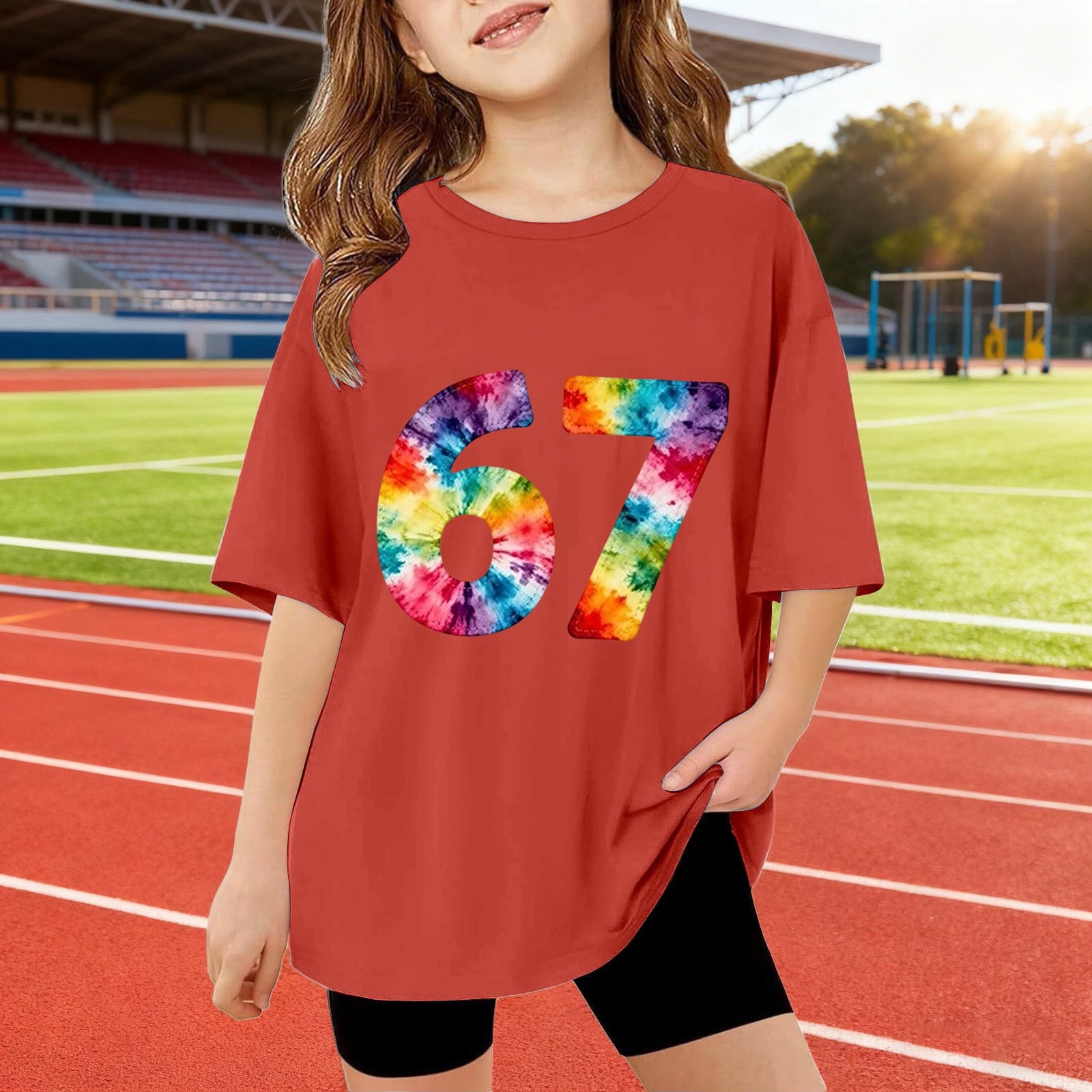 Adeawade Girls Tops Short Sleeve Summer Cartoon Number Print Top For ...