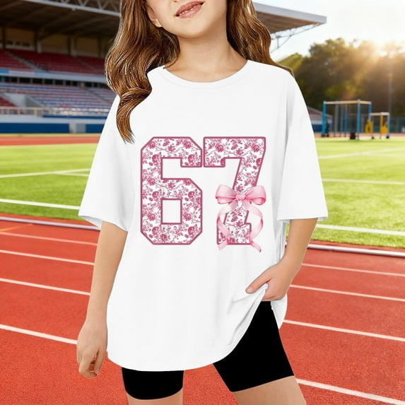 Adeawade Girls Tops Short Sleeve T Shirts Crewneck Tee Summer Cartoon ...