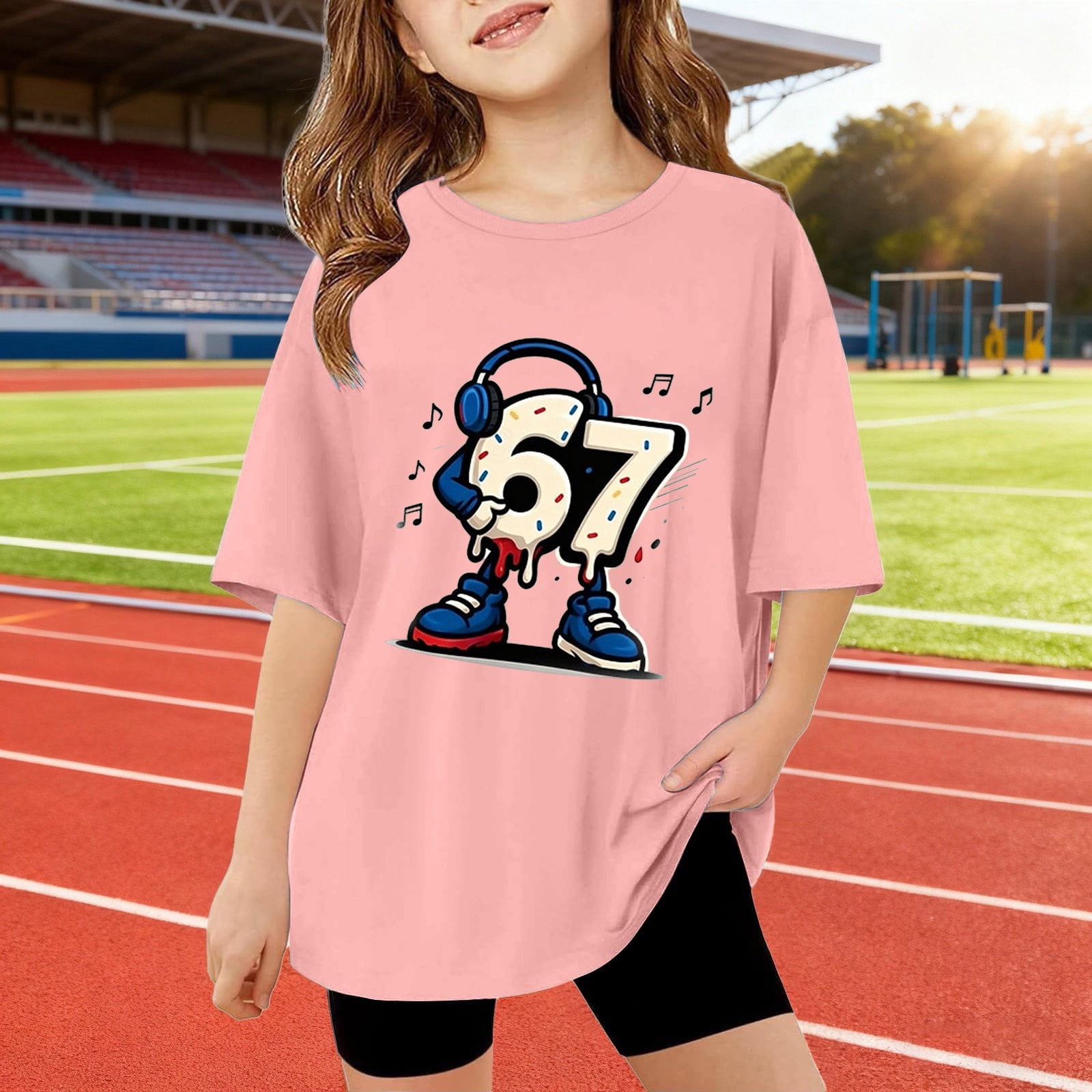 Adeawade Girls Tops Short Sleeve Tee Summer Cartoon Number Print Top ...