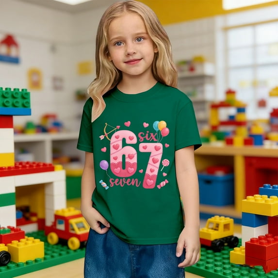 Adeawade Girls Valentine'S Day T Shirts Short Sleeve Number Graphic Top ...