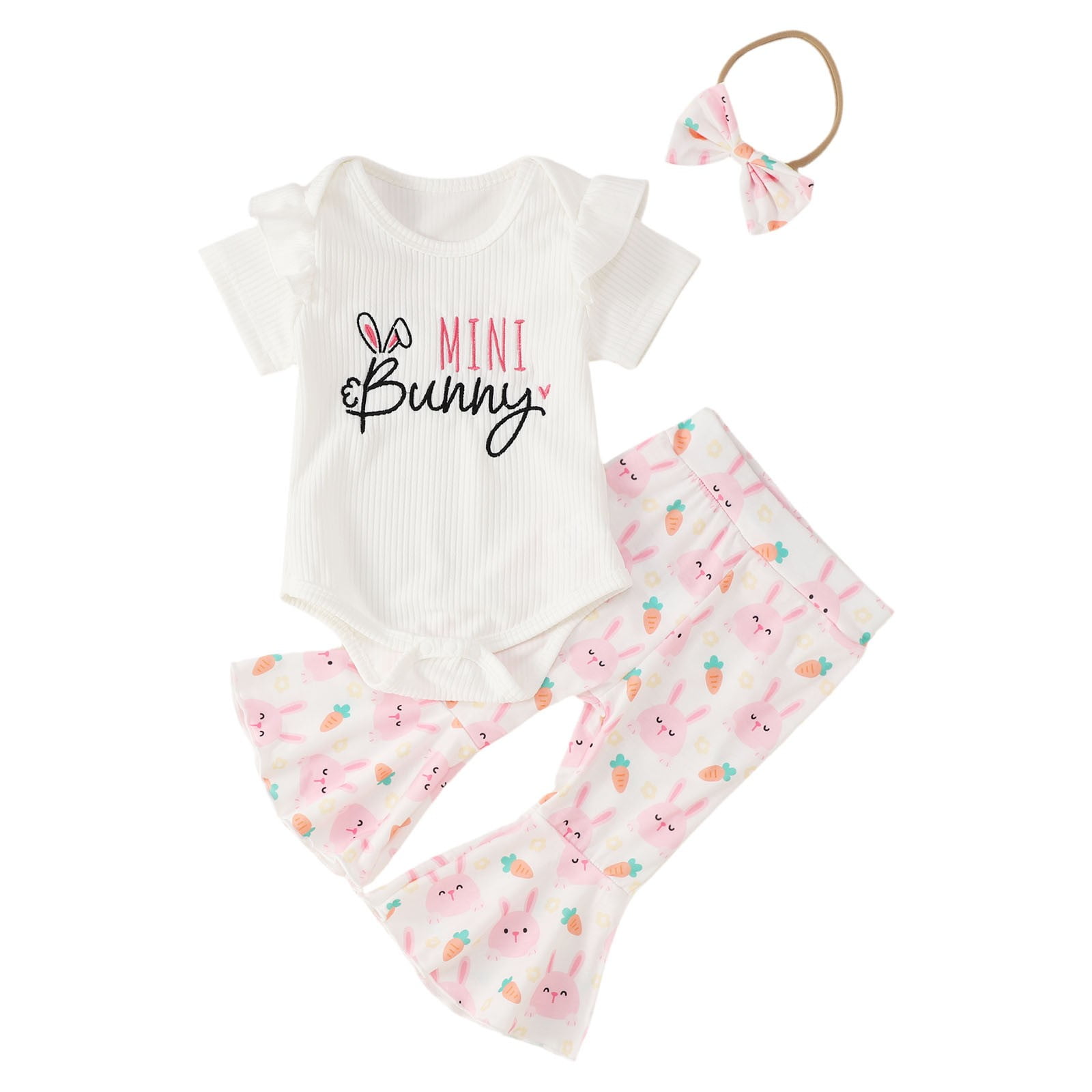 Adeawade Girls Easter Outfits 6-12 Months Baby Girl Outfit Bunny Flare ...