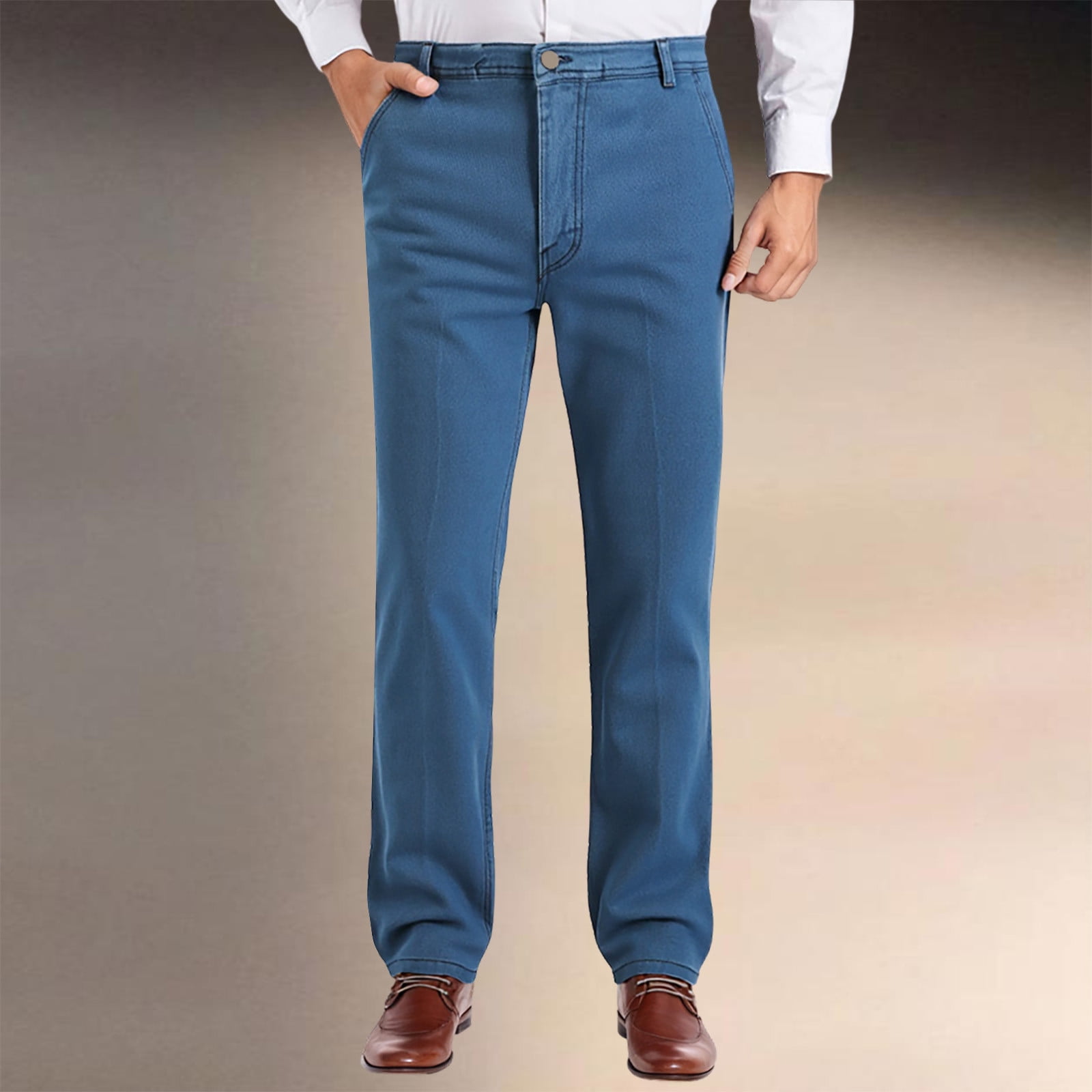 Adeawade Jeans For Mens Autumn And Winter Lined Pants With Button Solid ...