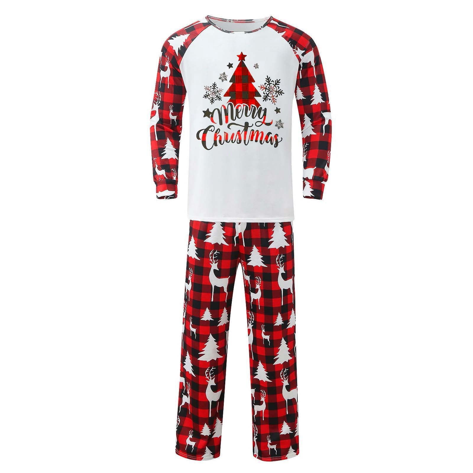 Adeawade Matching Christmas Pajamas For Family Men Long Sleeve Holiday ...
