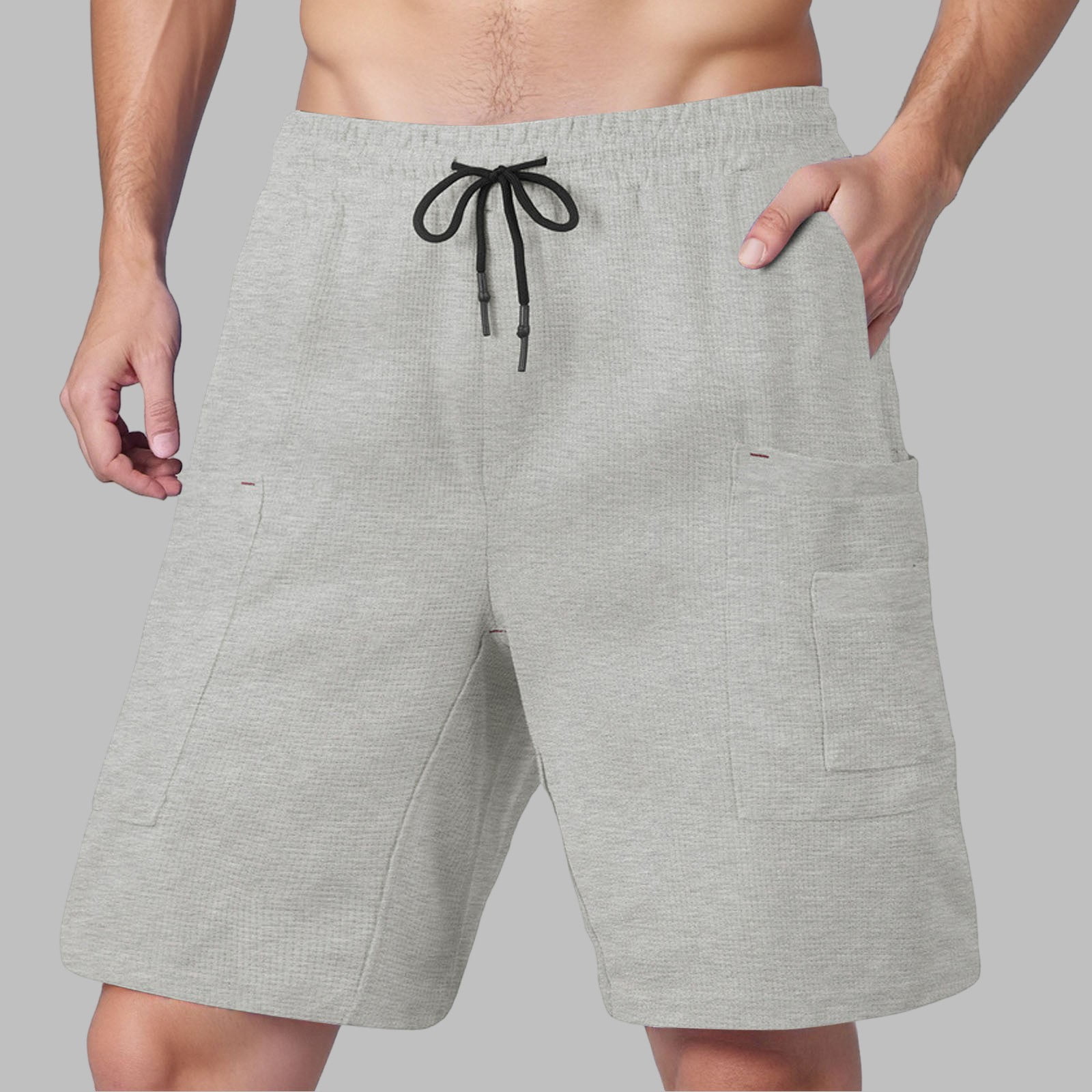 Adeawade Men Elastic Waist Drawstring Short Baggycargo Slacks With ...