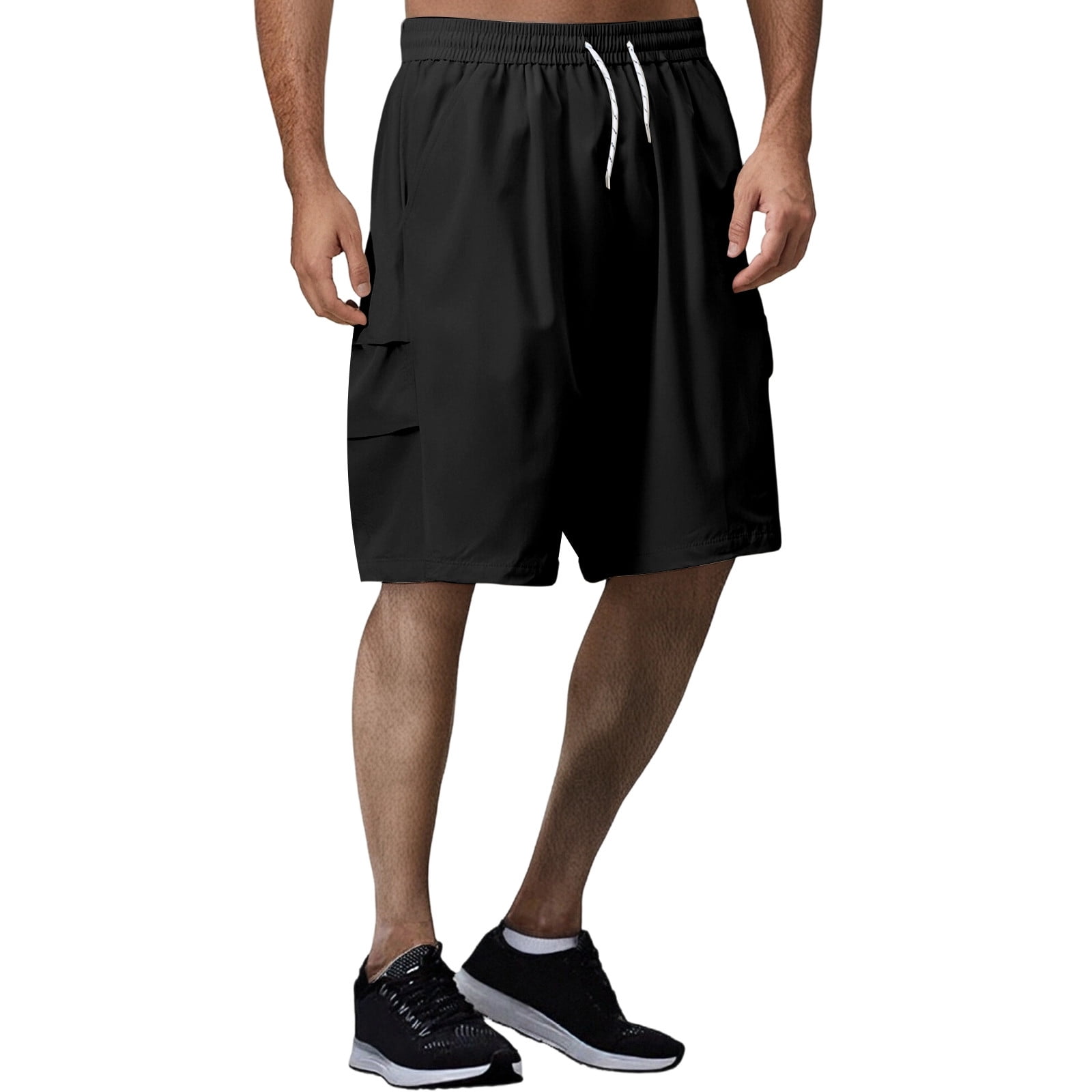 Adeawade Men Elastic Waist Drawstring Sweatpants Solid Color Sport ...
