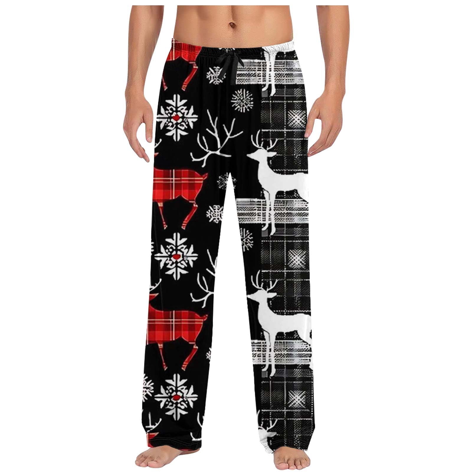 Adeawade Men Pants Christmas New Years Xmas Pajamas Drawstring ...