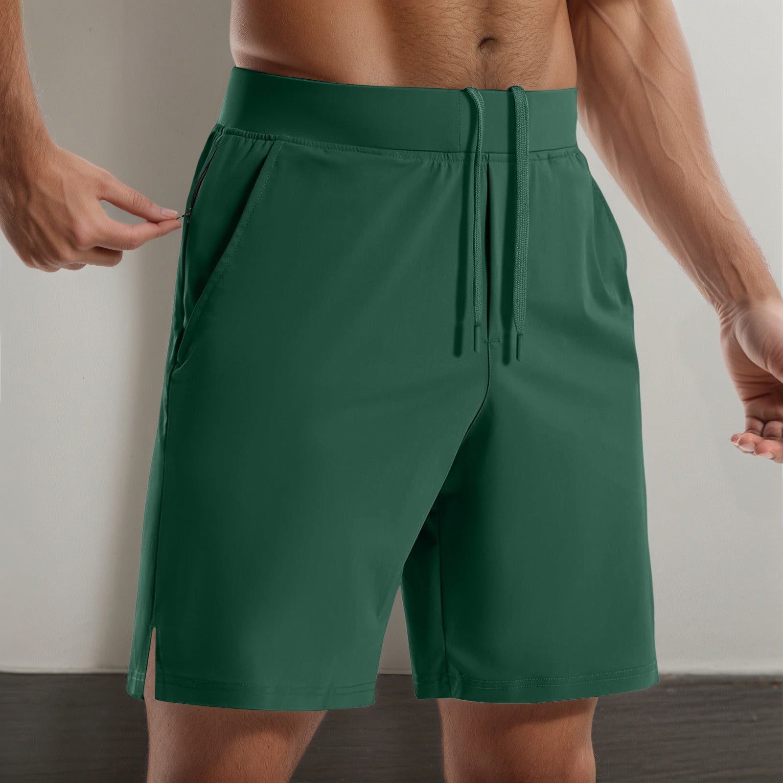 Adeawade Men Straight Fit Plain Sport Shorts Solid Color Loose Fit ...