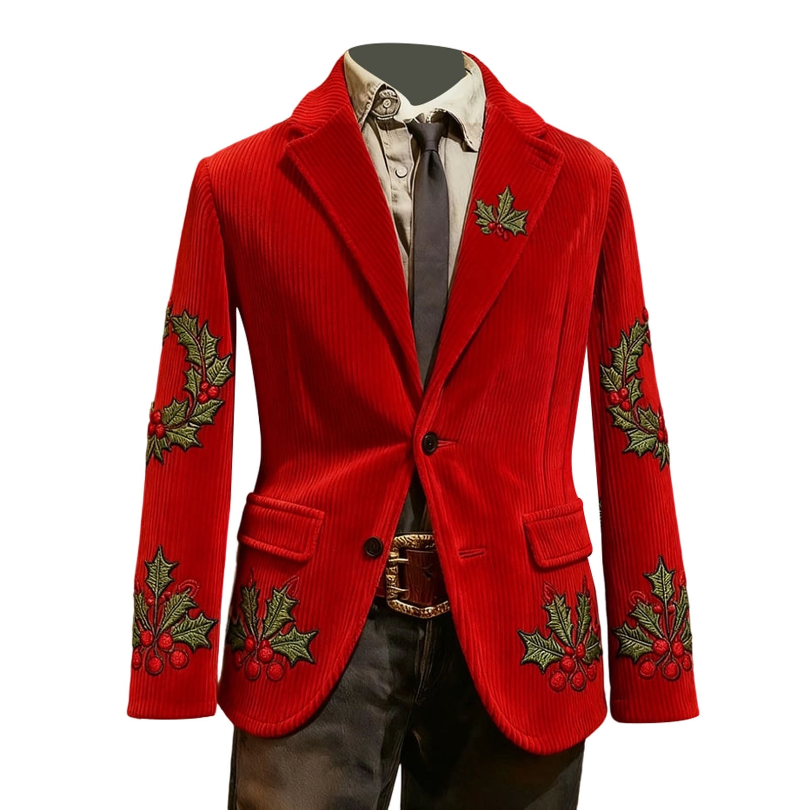 Adeawade Mens Christmas Blazers Jacket Long Sleeve Collared Neck Jacket ...