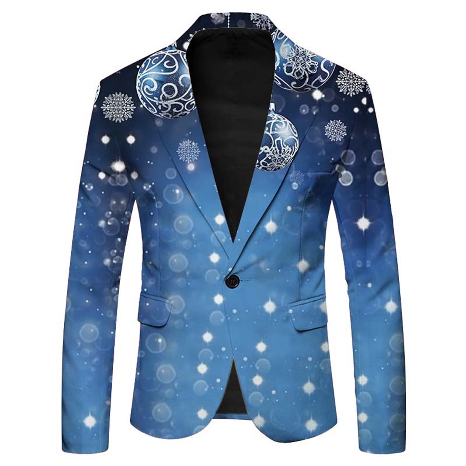 Adeawade Mens Christmas Jacket V-Neck Jacket Long Sleeved Lapel Button ...