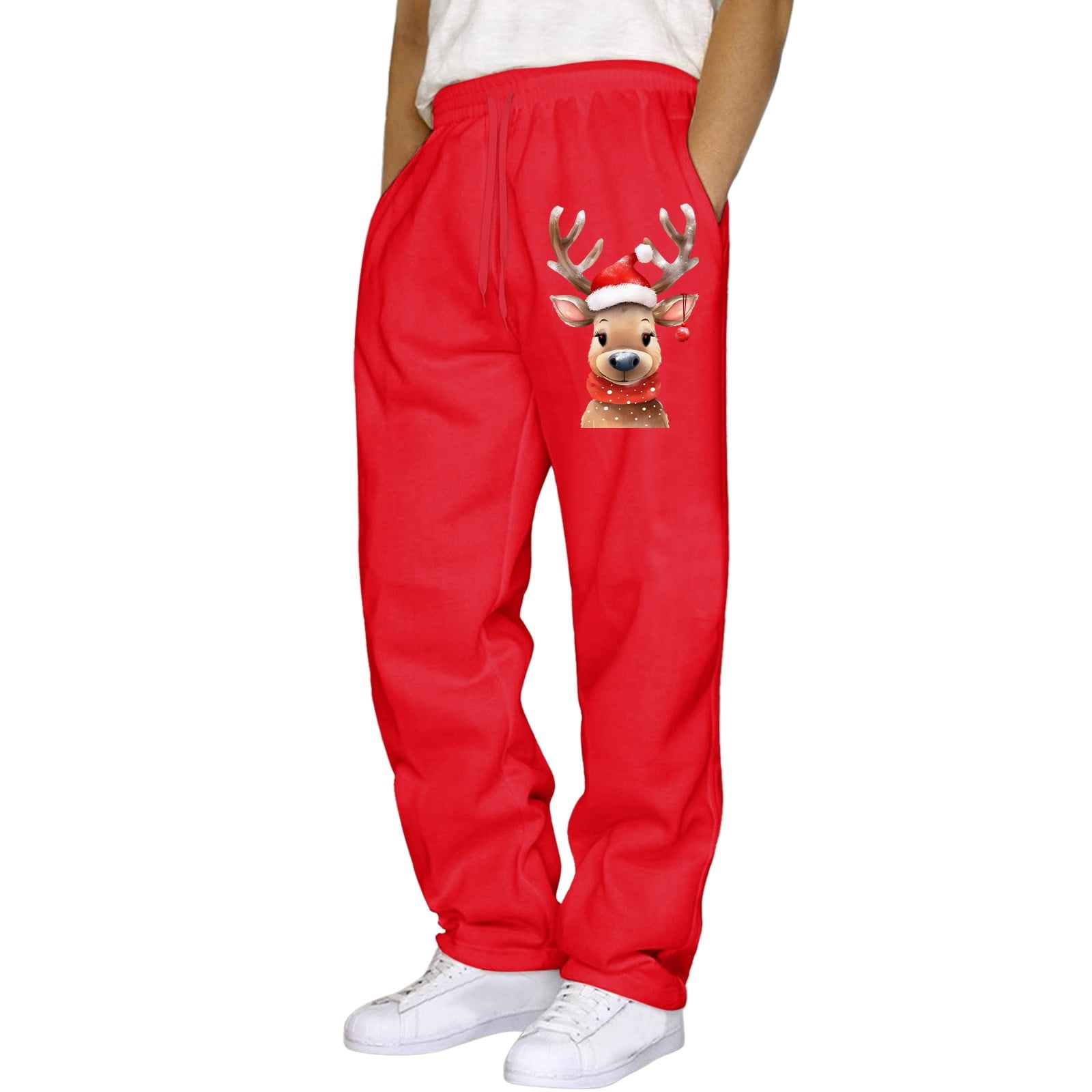 Adeawade Mens Christmas Pajama Pants Wide Leg Xmas Trousers Cartoon ...