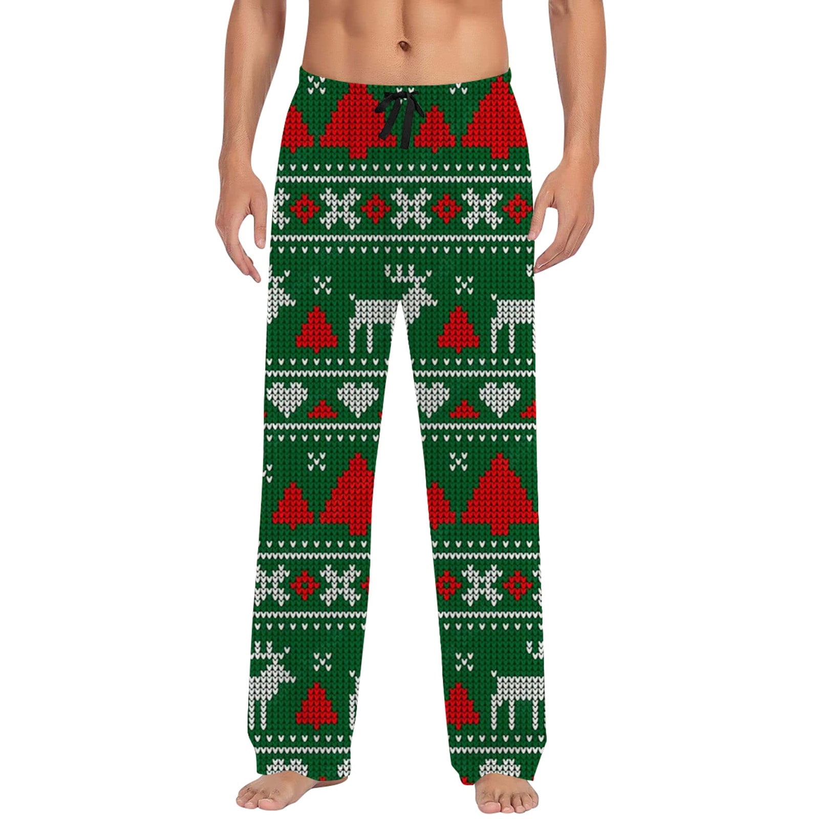 Adeawade Mens Christmas Pants Elastic Waist Drawstring Xmas Pajamas ...