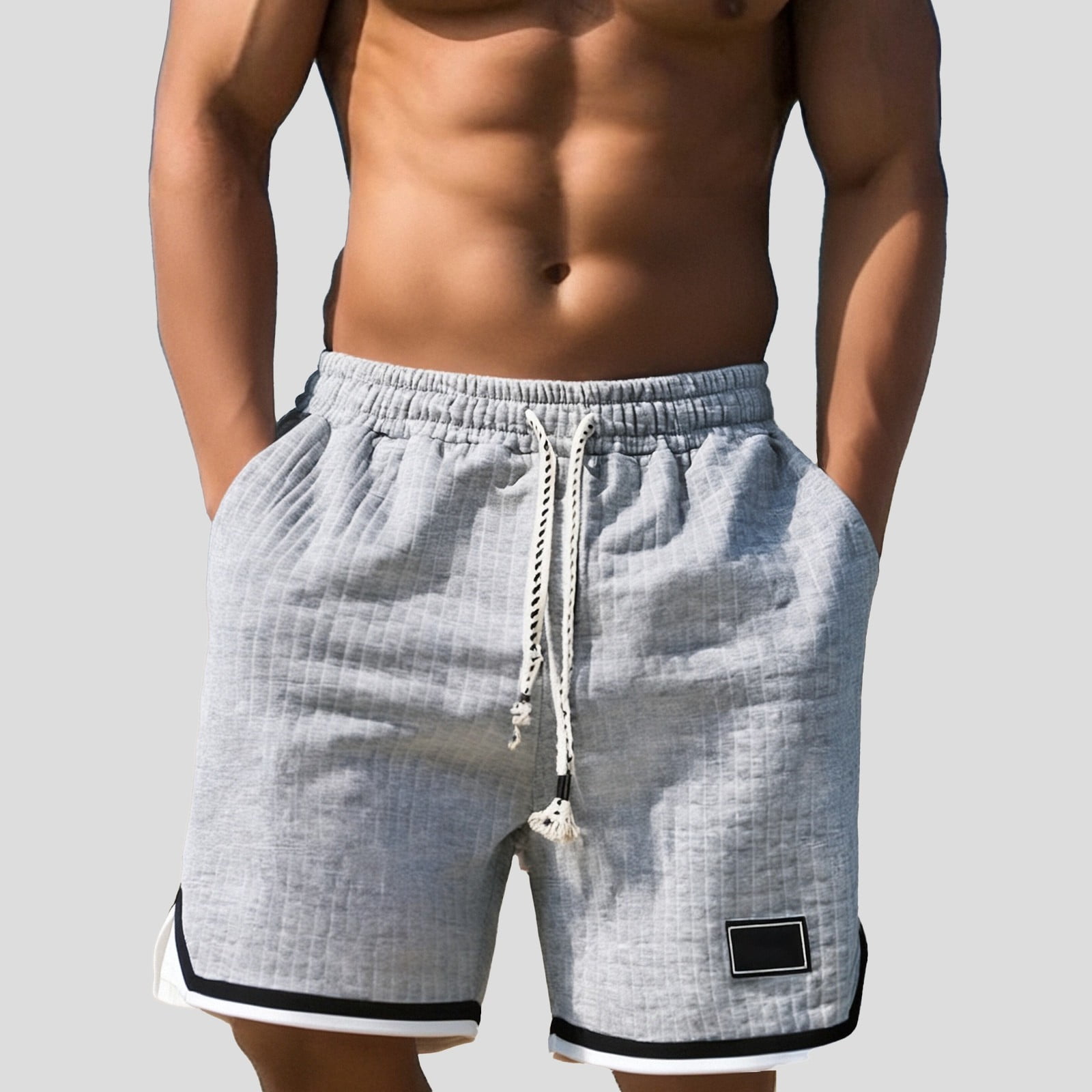 Adeawade Mens Elastic Waist Drawstring Short With Pocket Solid Color ...