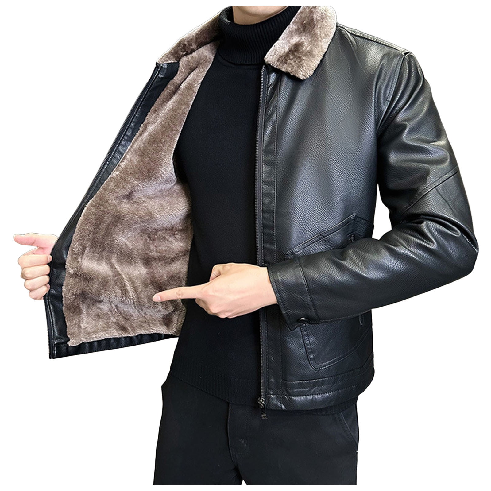 Adeawade Mens Jackets Long Sleeve Jacket Classic Motorcycle Coat With ...
