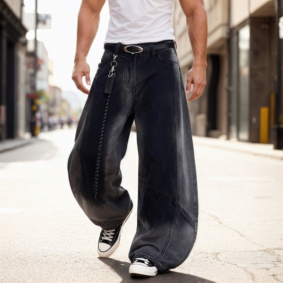 Adeawade Mens Jeans Style Trousers Gradient Colour Relaxed Fit Style ...
