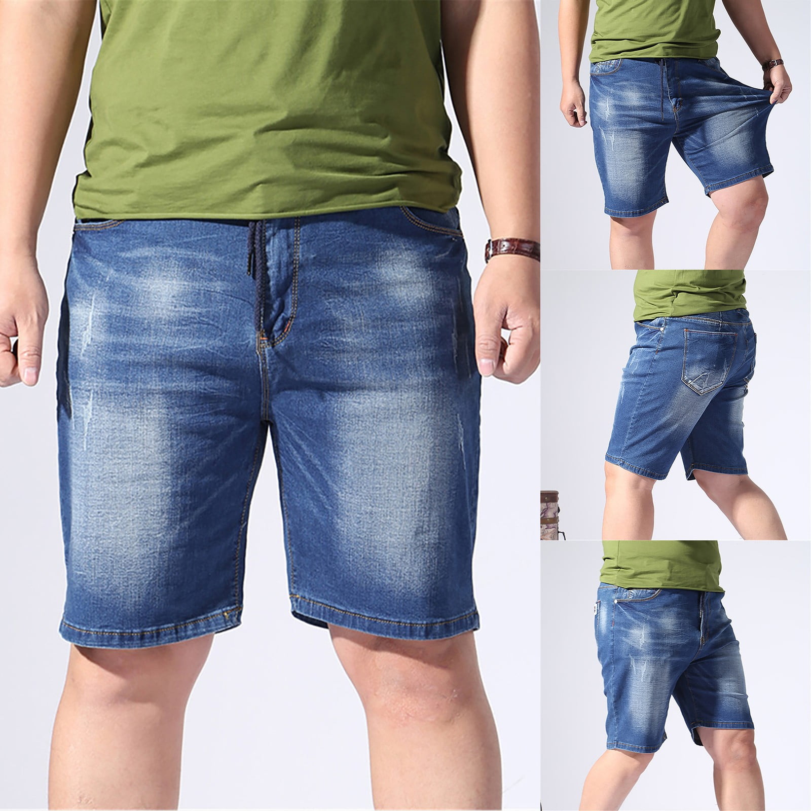 Adeawade Mens Jeans Summer Slim Fit Stretch Trousers Distressed Denim ...