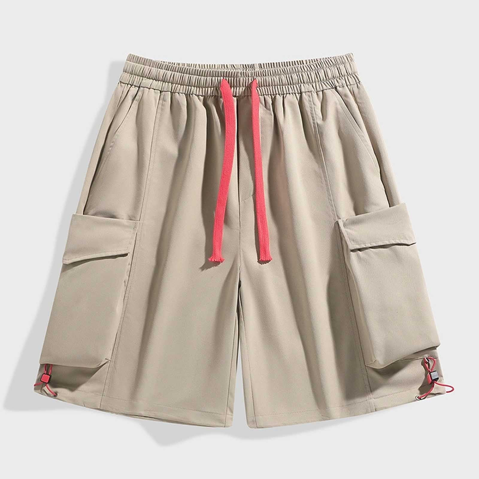Adeawade Mens Stylish Solid Color Cargo Pants Large Pocket Shorts ...