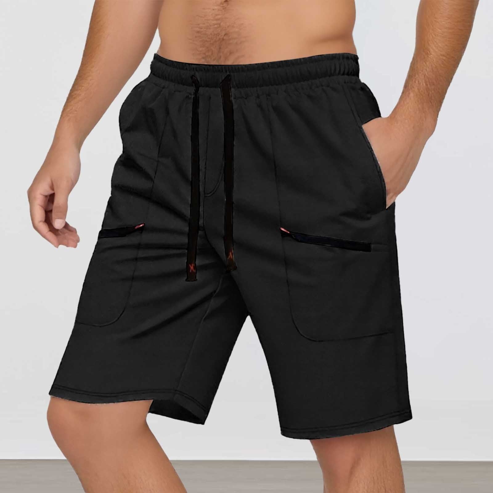 Adeawade Mens Summer Elastic Waist Drawstring Short Baggy Slacks With ...