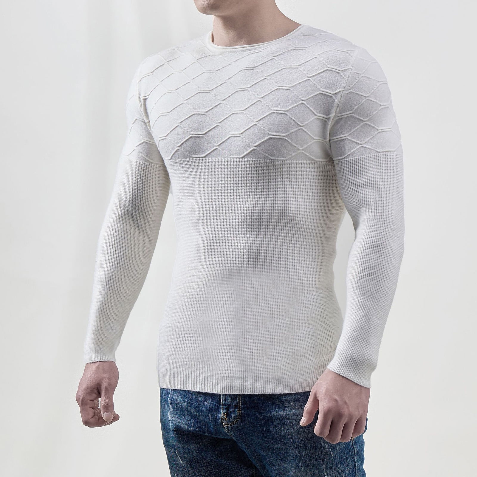 Adeawade Mens Winter Tops Long Sleeve Mens Crew Neck Sweater Autumn And ...