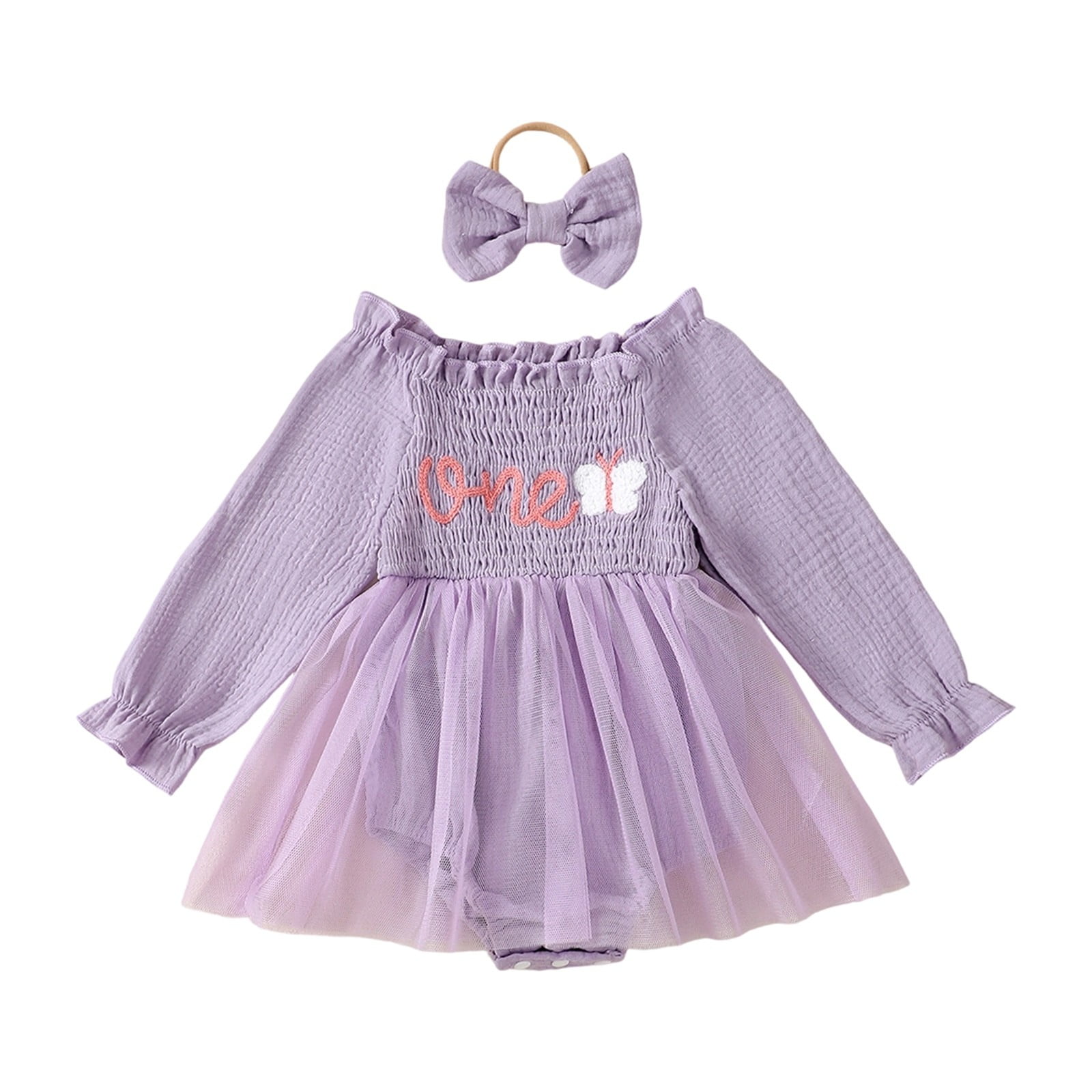 Adeawade Onesies For Girls 9-12 Months Round neck Long Sleeve Lace ...